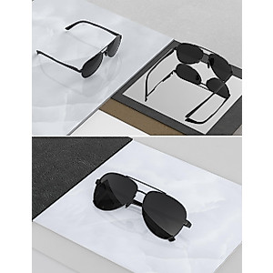 LUENX Aviator Sunglasses for Men Women Polarized-Stylish Shades Non Mirror UV400 Protection Driving Outdoor Activities 59 MM(All Black)