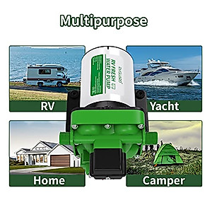 RVGUARD Fresh Water Pump, 12V DC Self Priming Diaphragm Water Pump, 5.5 GPM with Strainer Filter, Adapters, for RV, Yacht, Garden, Camper