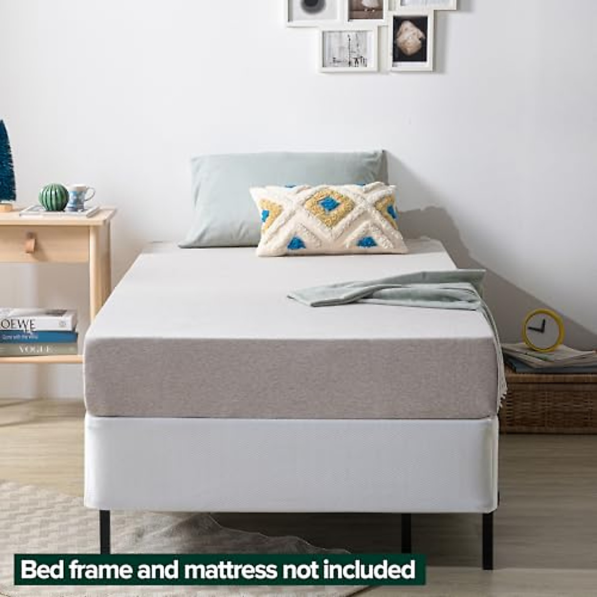 ZINUS 9 Inch Box Spring with Cover, No Assembly Mattress Foundation, Sturdy Metal Structure, Twin XL, White
