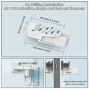 Childproof Door Lever Lock AOSITE 4 Pack Door Handle Lock 3M Adhesive Baby Safety Door Lever Locks for Toddlers Child Safety Locks for Doors Prevent Toddlers from Opening Doors No Tools Need or Drill