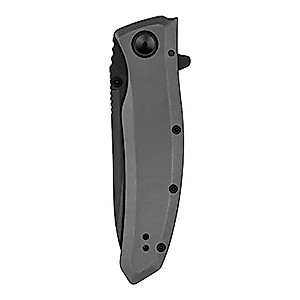 Kershaw Grid Folding Pocket Knife, 3.7 inch Black Serrated Blade, Steel Handle, Pocketclip