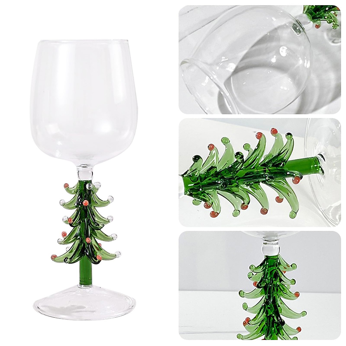 3D Cup With Christmas Tree Figurine Inside Stemless Glass For Wine Water Milk Goblet-Drinking Glass Cup