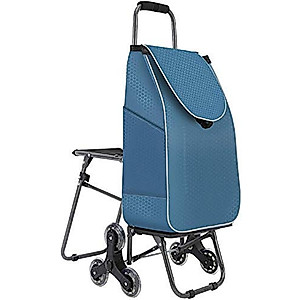 Shopping Trolley on Wheels Multi Function Shopping Cart Climbing Stairs Folding Luggage Cart with Chairs Portable Second Folding Easy Storage Storage Hand Trucks,