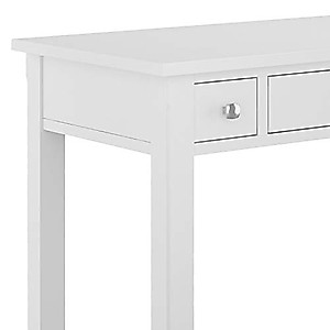 SIMPLIHOME Avalon SOLID WOOD Contemporary 47 Inch Wide Writing Desk in White, For the Office Desk, Writing Table, Workstation and Study Table