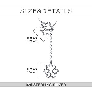YFN 925 Sterling Silver Double Paw Print Lariat Y Necklace Birthday Jewelry for Dog Mom Women