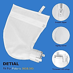 Sumille 360/380 Replacement Bag Zipper Filter Pool Cleaner Bag for Polaris, All Purpose Bags Pool Cleaner Part K13, K16, 2 Pack