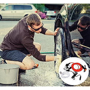 Electric Pressure Washer Pump, 80W 130 PSI 12V Portable High Pressure Car Washer Pump, Powerful Washing Car Water Pump Kit with Hose for Home Garden Vehicles Projects Patio Lawn Garden