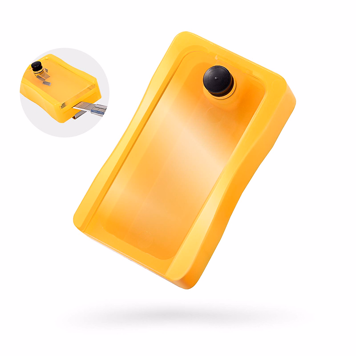 NEWISHTOOL Snap Off Blade Disposal Container Can to Break Utility Knife Blade, Trash Knife Blades Gather by Magnet Safe Storage Bank, Blade Dispenser Yellow Plastic Case with Hanging Clip