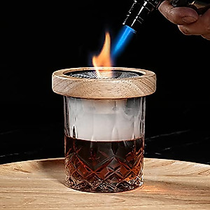 OWAYIDA Cocktail Smoker Kit with Torch, Whiskey Smoker Kit, Old Fashioned Cocktail Kit, 4 Flavors Wood Chips, Bourbon Whiskey Gifts for Men, Dad and Husband - Great Fathers Day Gifts (Without Butane)