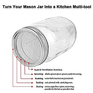 Sprouting Kit-2 Wide Mouth Quart Mason Jars with 304 Stainless Steel Screen Sprout Lids,Melamine Tray,Stand and Canning Brush,Sprouting jar Kit For Growing Mung beans,Broccoli And So On