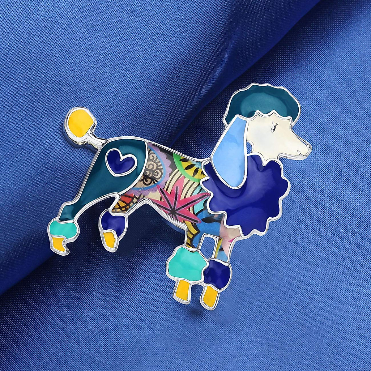 DUOWEI Cute Poodle Dog Brooch Pins for Women Teens Girls Floral Enamel Dog Brooch Jewelry Clothes Scarf Jacket Decoration (Blue)