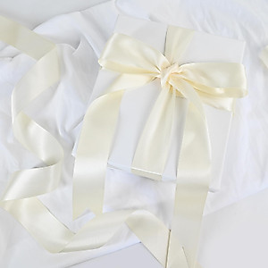 LEEQE Double Face Ivory Satin Ribbon 1-1/2 inch X 50 Yards Polyester Ivory Ribbon for Gift Wrapping Very Suitable for Weddings Party Hair Bow Invitation Decorations and More