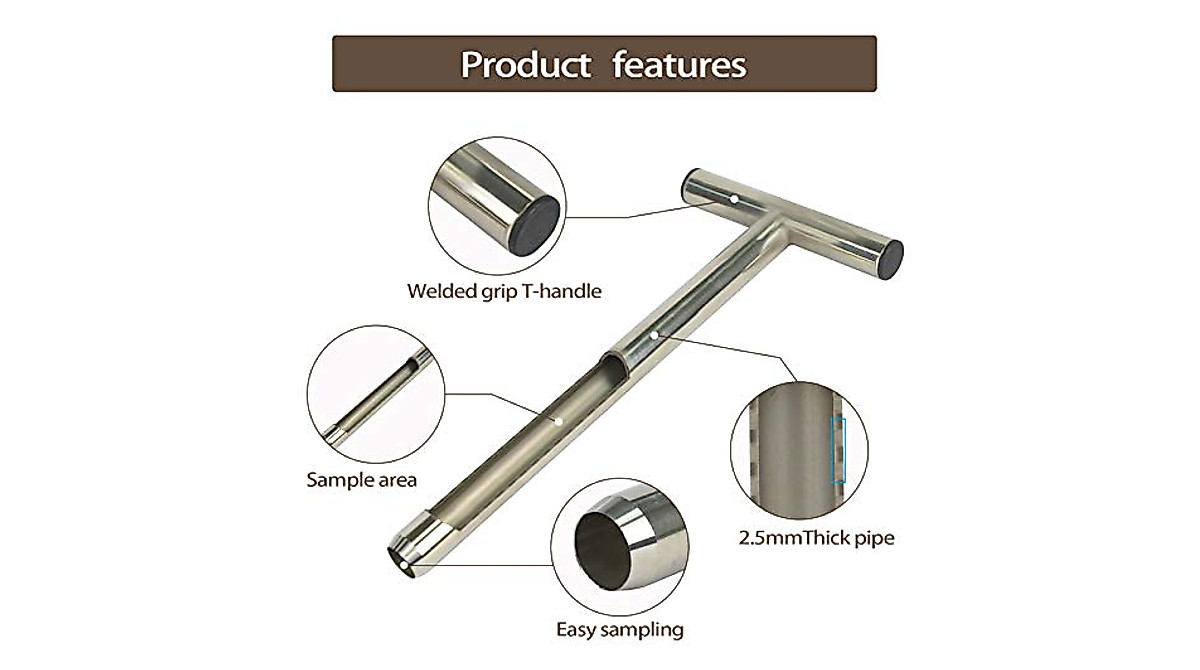 HiHydro Soil Sampler Probe 12 Inch Stainless Steel with 2 Pcs Reusable ...