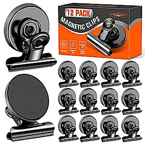 12 Pack Black Refrigerator Magnets Fridge Magnet, Magnetic Clips for Whiteboard, Magnet Clips Heavy Duty for Kitchen & Office Home Organizing