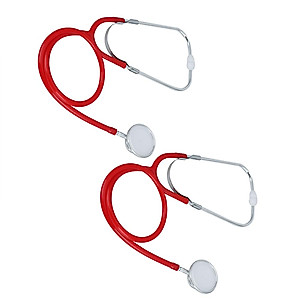 Monitoring Stethoscope, 2 Set Dual Head Stethoscope for Doctor Nurse Veterinarian Student Health Care Device(Red)
