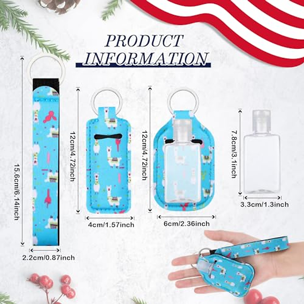 Zopeal 60 Pcs Travel Bottles Keychain Holder Set: 15 Lipstick Holders, 15 Keychain Lanyards, 15 Empty Travel Bottles(Fresh Pattern)