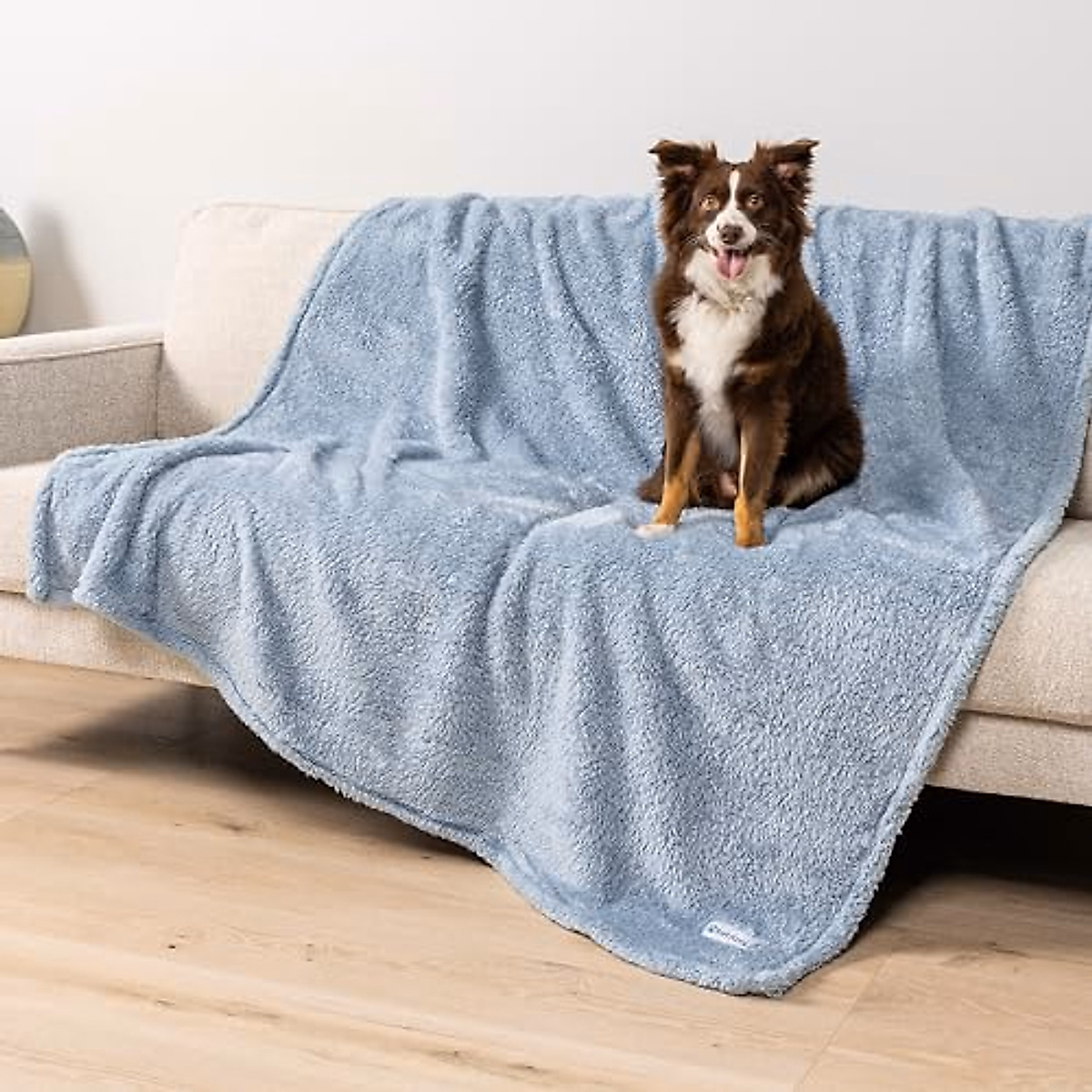 PetAmi Dog Blanket for Large Dogs Blue, Fluffy Soft Puppy Blanket, Sherpa Fleece Cat Blanket for Kitten, Calming Pet Blanket Throw for Bed Washable Sofa Couch Cover, X-Large 60x80
