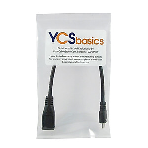 YCS Basics Black 6 Inch Cellphone/Tablet USB Micro Male to Female Sync & Charging Extension Cable