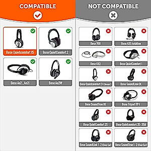 WC Upgraded Replacement Ear Pads for Bose QC15 Headphones Made by Wicked Cushions- Supreme Comfort - Compatible with QC25 / QC2 / AE2 / AE2i / AE2W - Extra Durable | (PU Leather)