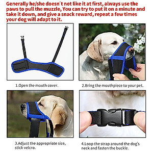 HEELE Dog Muzzle Nylon Soft Muzzle Anti-Biting Barking Secure,Mesh Breathable Pets Muzzle for Small Medium Large Dogs 4 Colors 4 Sizes (M, Blue)