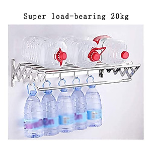 XMCX Foldable Clothes Drying Rack Wall Mounted 5 Rails Dryer Retractable Airer Bathroom Towel Rail Hooks Washing Cloth Line Stainless Steel Extendable Easy Storage (Size : 40cm)