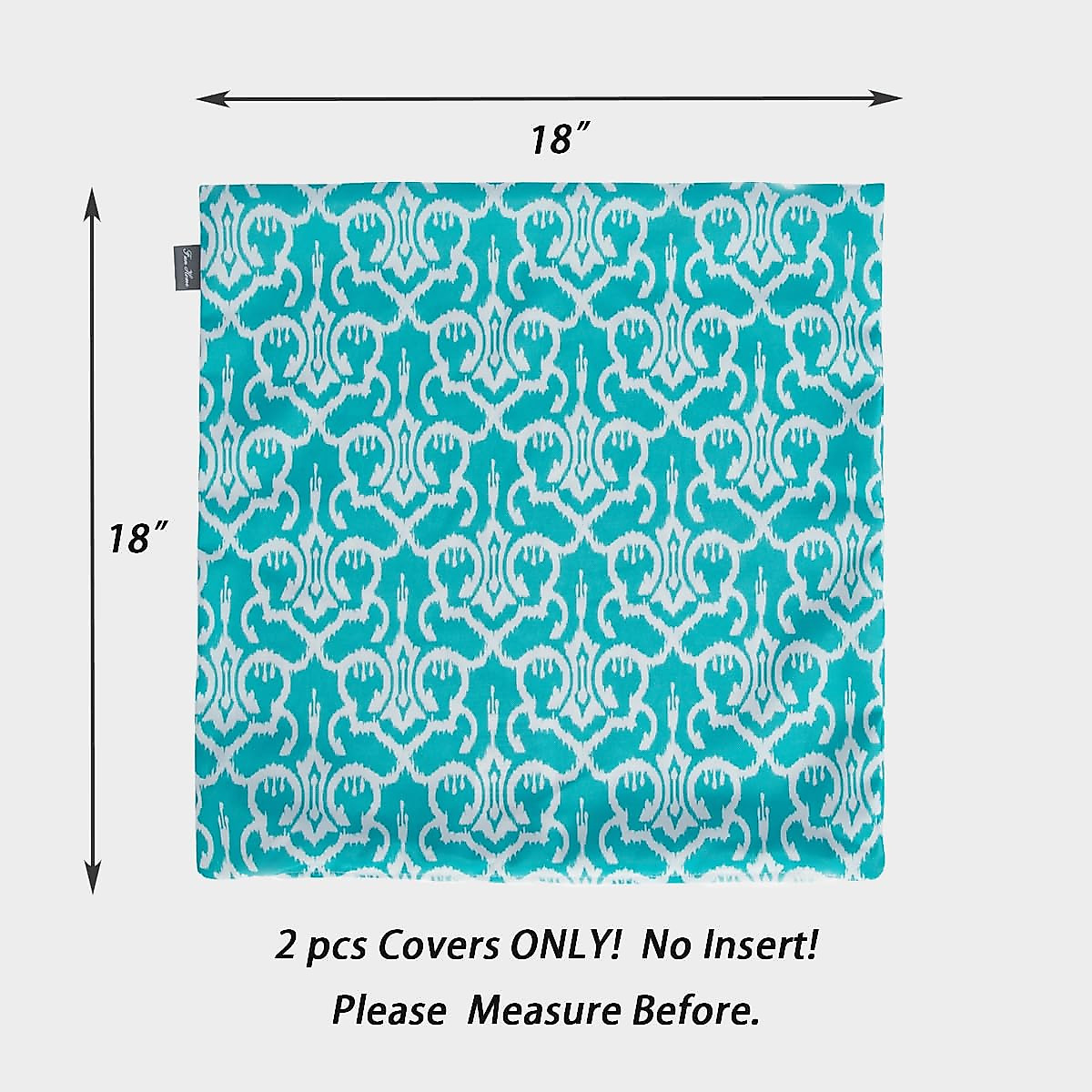 FUNHOME Outdoor Throw Pillow Covers 18x18 inch Set of 2,Waterproof Decorative Pillows Cover with Hidden Zipper,for Sofa Headrest,Patio Furniture Couch Chair,No Insert(Romantic Blue)