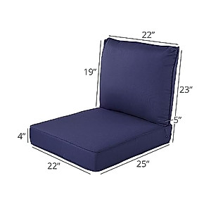 Quality Outdoor Living 29-NV22SB All-Weather Patio Chair Deep Seat and Back Cushion, 22x25, Navy