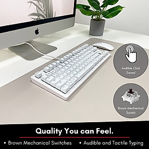 Macally Mac Mechanical Keyboard Backlit - Retro, but Modern - (Tactile/Audible Brown Switches) USB Backlit Wired Keyboard with Crisp White LEDs and Weighted Base - TKL Keyboard for Mac and PC