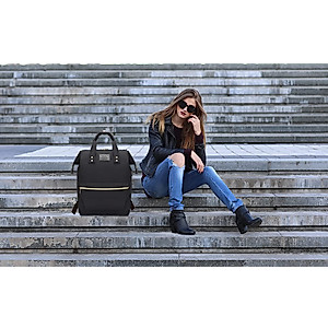 Tzowla Laptop Backpack for Women, Carry on Backpack, Durable Water Resistant, Light Weight, Reinforced Edges and Steel Frame, Metal Zippers, Travel, School, Black, 13.3 Inch