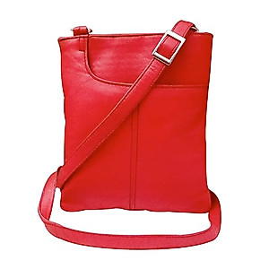 Rising Bloom Handmade Real Leather Cross Body Bag Messenger Bag Soft Shoulder Bag Organizer For Ladies Mens Unisex New (Red Leather)