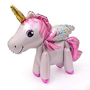 6 Pack 3D Unicorn Balloons Walking Animal Balloons Aluminum Foil Balloons for Birthday Party Decorations Supplies Wedding Baby Shower Decoration, 6 Style
