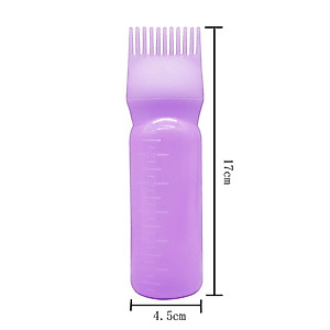 2 Pieces Root Comb Applicator Bottle Hair Coloring Dye Bottle Scalp Treament Essential Salon Hair Cleansing Bottle With Graduated Scale, Purple
