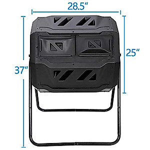 Compost Bin Large Composting Tumbler 43 Gallon Dual Rotating Outdoor Garden