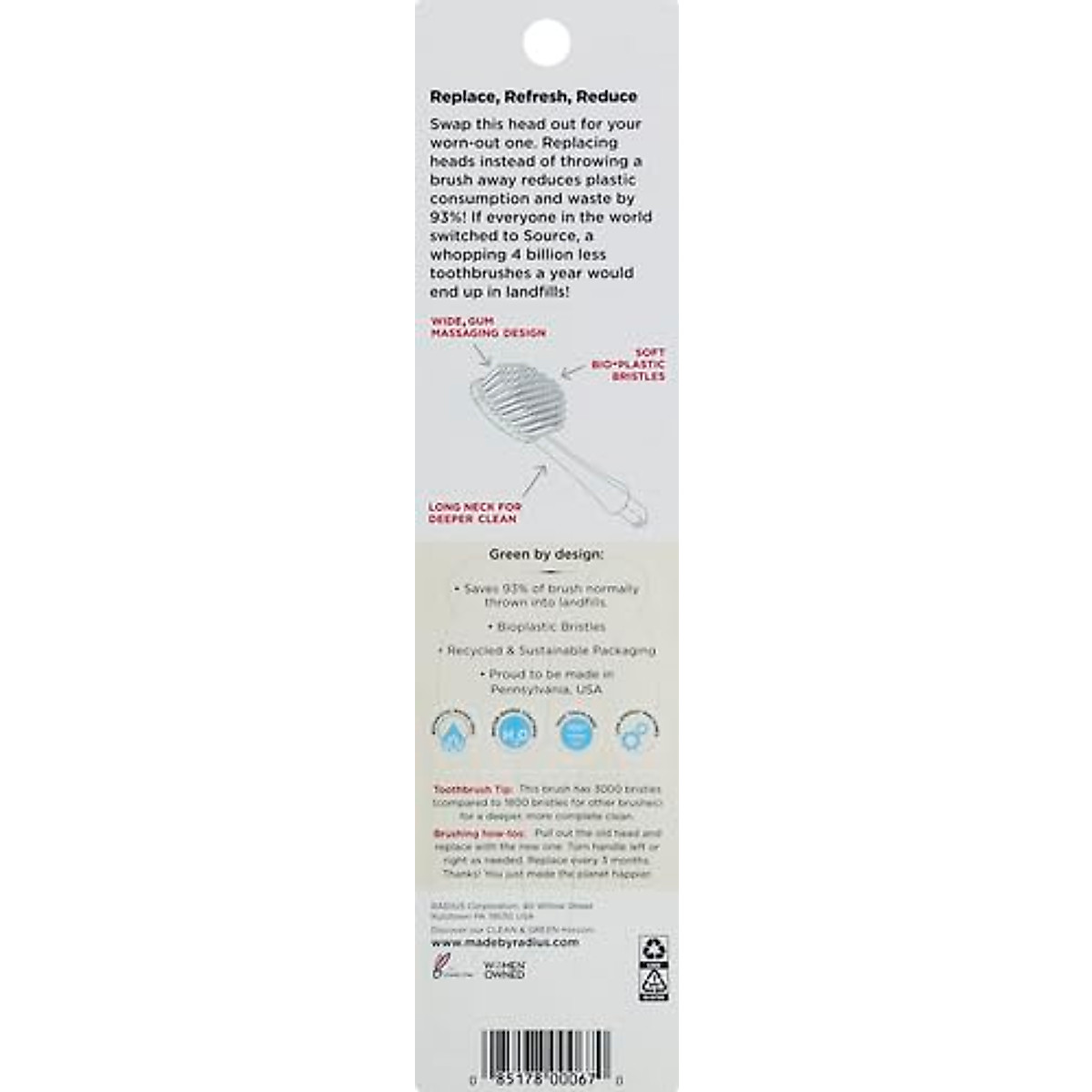 Radius Replacement Heads, Soft, 2 Count (Pack of 3)