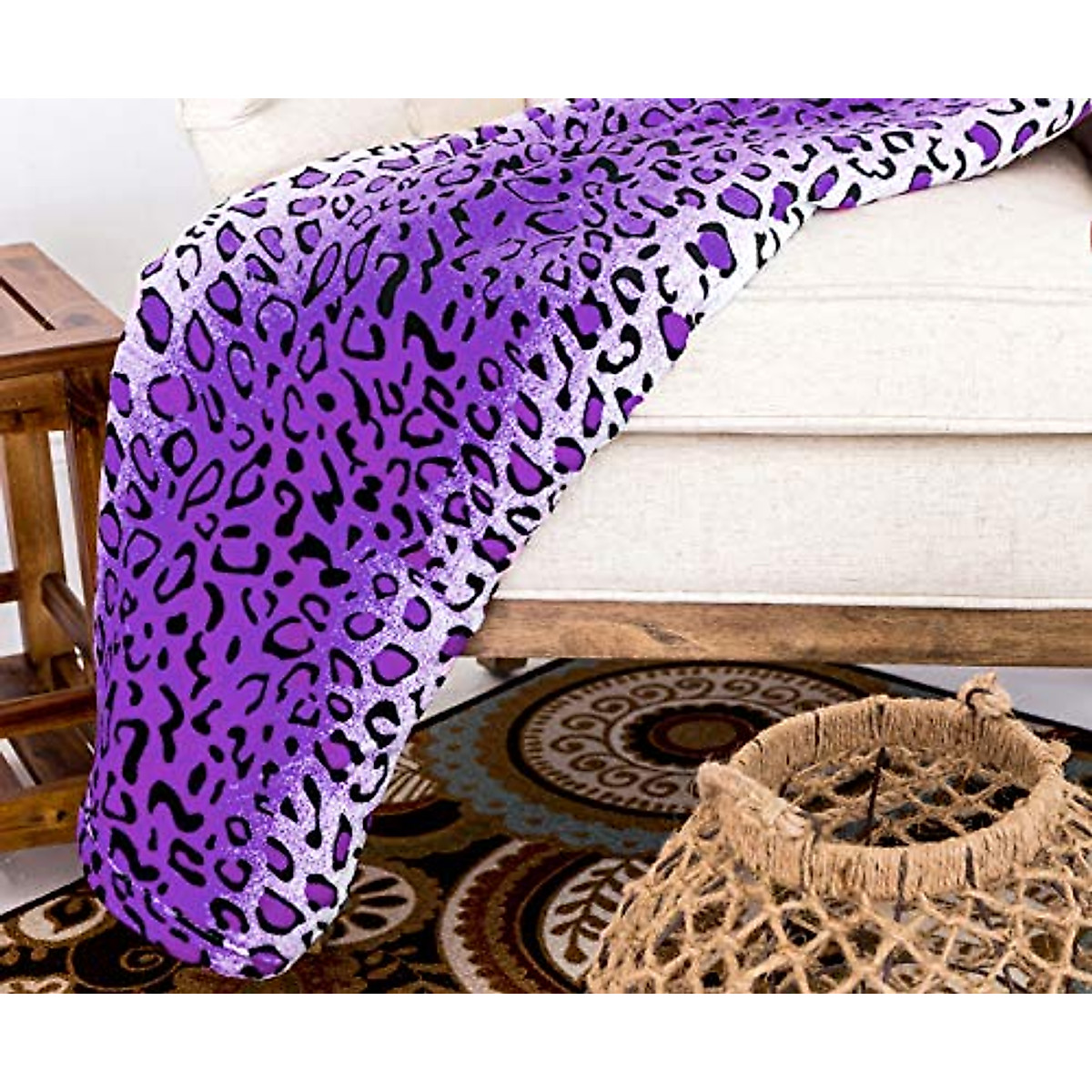 Home Must Haves Safari Animal Print All Season Extra Soft Warm Cozy Premium Sofa Couch Throw Bed Blanket (Queen, Purple Leopard)