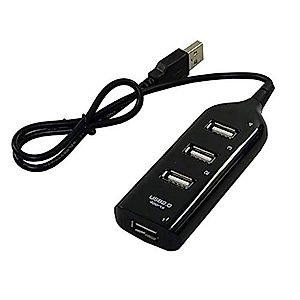 Lysee Data Cables - Multi USB 4 Port USB 2.0 Multi HUB Splitter Socket Expansion Desktop PC Laptop Adapter Converter Data - (Color: Black)
