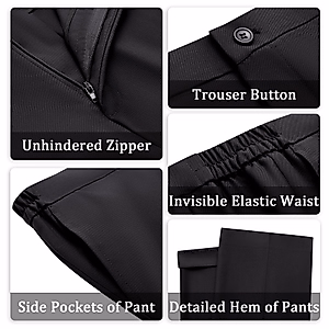 Kelyaa Women's 2 Piece Suit Lady 2 Button Notched Lapel Business Work Office Slim Fit Blazer Jacket Pants Set Black