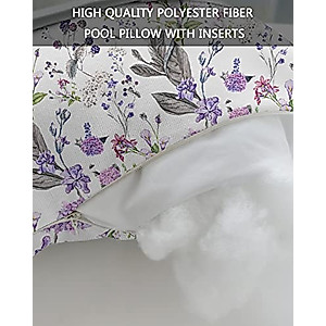 Recliner Head Pillow Ledge Loungers Chair Pillows with Insert Summer Plants Purple Flowers Pattern Lumbar Pillow with Adjustable Strap Outside Patio Decorative Garden Cushion for Bench Couch, 2 PCS