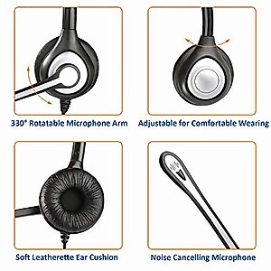 Wantek Phone Headset with Microphone Noise Cancelling, RJ9 Telephone Headsets Compatible with Cisco Office Phones 7940 7942 7945 7960 7962 7965 7811 7821 8811 8841 8845 8851 Plantronics M12 M22