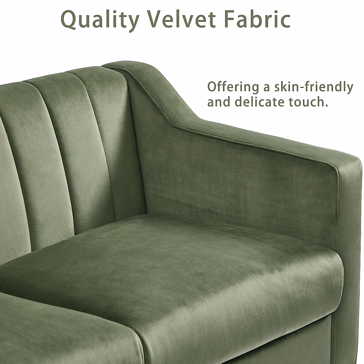 RIDFY Modern Velvet Chesterfield Sofa Couch, Large 3 Seats Love Seats Sofa Furniture, 76" Comfortable Upholstered Cofa with Wooden Frame and Wood Legs for Living Room/Bedroom/Office (Green)