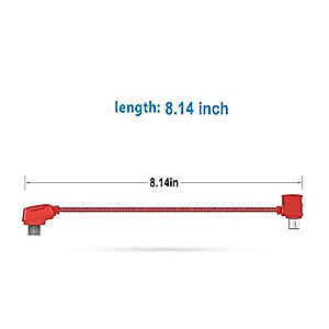 Hanatora Micro AB to iOS 8.14 Inch Remote Controller Cable for DJI Mavic Mini, Mini SE,Mavic 2 Pro Zoom/Mavic Air/Mavic Pro Platinum,Tablet OTG Nylon Braided Data Cord Accessories(iOS Connector Red)