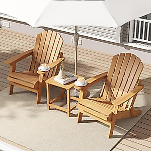 Oversize Wooden Outdoor Folding Adirondack Chair with Pre-Assembled BackRest & SeatBoard, Wood Patio Chair for Garden Backyard Porch Pool Deck Firepit