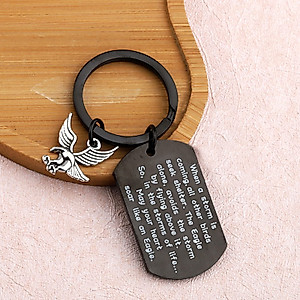 FUSTMW Eagle Gift for Scouts Keychain Scouts Leader Gift Court of Honor Gift(Black)