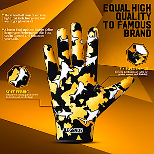 Limited Edition Football Gloves Fit Youth Football Gloves Tacky Football Gloves Men, Football Gloves for Kids 8-12 Receiver Gloves Adult/Football Gloves Youth (Shark/Black&Gold, Youth XS/Small)