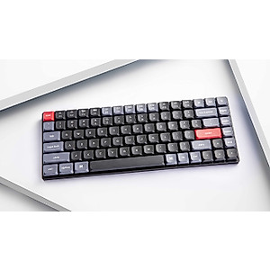 Keychron S1 Ultra-Slim QMK/VIA Custom Wired Mechanical Keyboard, 84 Keys 75% Layout Programmable Macros RGB Backlit CNC Aluminum Keyboard for Mac Windows, Low Profile Gateron Red Switch