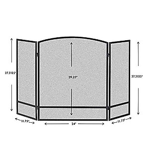 Panacea Products 15951 3-Panel Arch Screen with Double Bar for Fireplace, 29.25 Inch