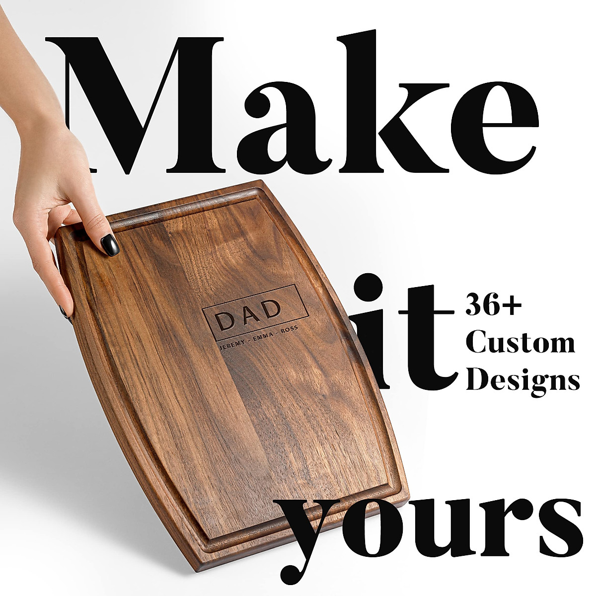 Personalized Walnut Cutting Board with Coasters, Mineral Oil and Gift Wrap Available - Customize Your Own Chopping Board by Choosing Design, Engraving Style and Text - Made in USA