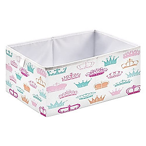 Kigai Princess Crown Open Home Storage Bins, for Home Organization and Storage, Toy Storage Cube, Collapsible Closet Storage Bins, with Small Handles, 11.02"L x 11.02"W x 11.02"H