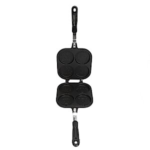 Fockety Double Sided Frying Pan, Sandwich Pancake Pan Non Stick Pan, Easy to Flip Pan with Anti Burn Handle, Grill Pan for Barbecue Grill Pot, Double Pan for Omelets, Wheel Pie Bread Egg