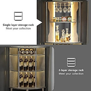 QNICE 71" LED Lights Industrial Bar (Dark Rustic Oak-1)